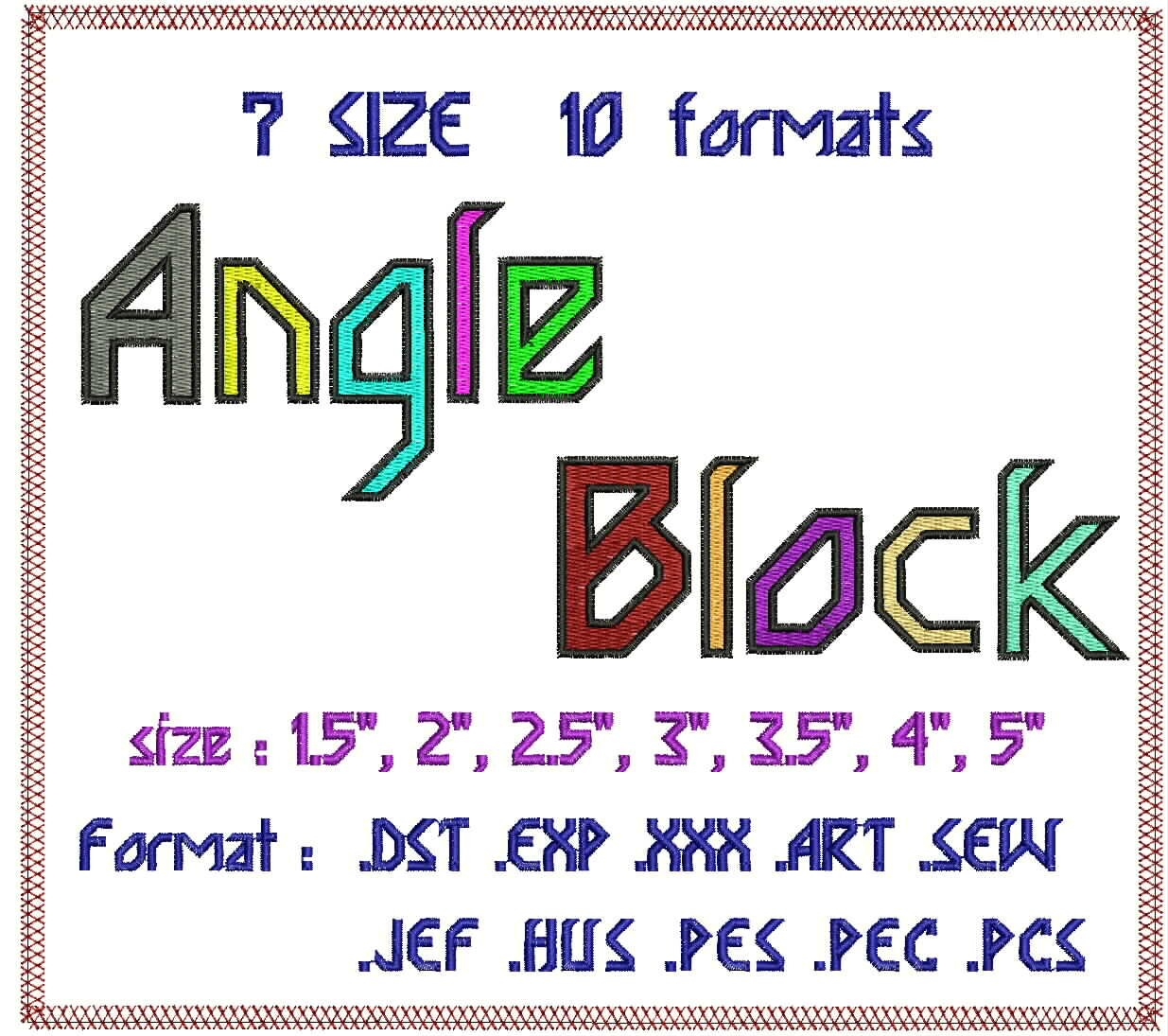 Angle Block 2 Colorfillsatin Embroidery Fonts Machine | Etsy