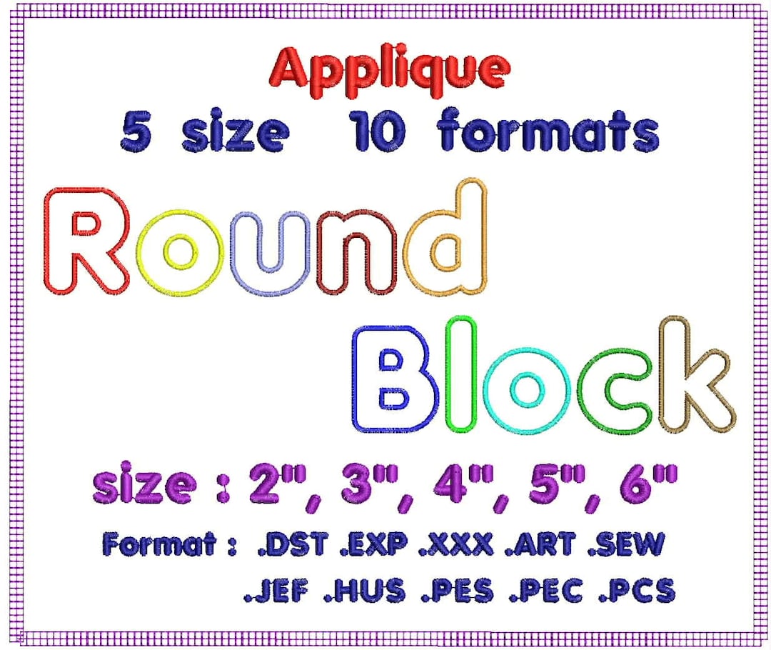 Round Block Applique Font Embroidery Designs Machine Embroidery Designs ...