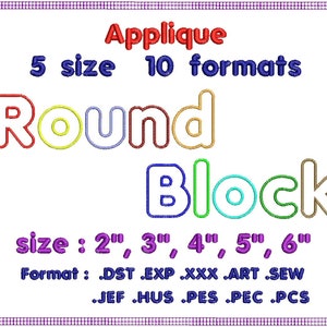 Round Block Applique Font Embroidery Designs Machine Embroidery Designs ...