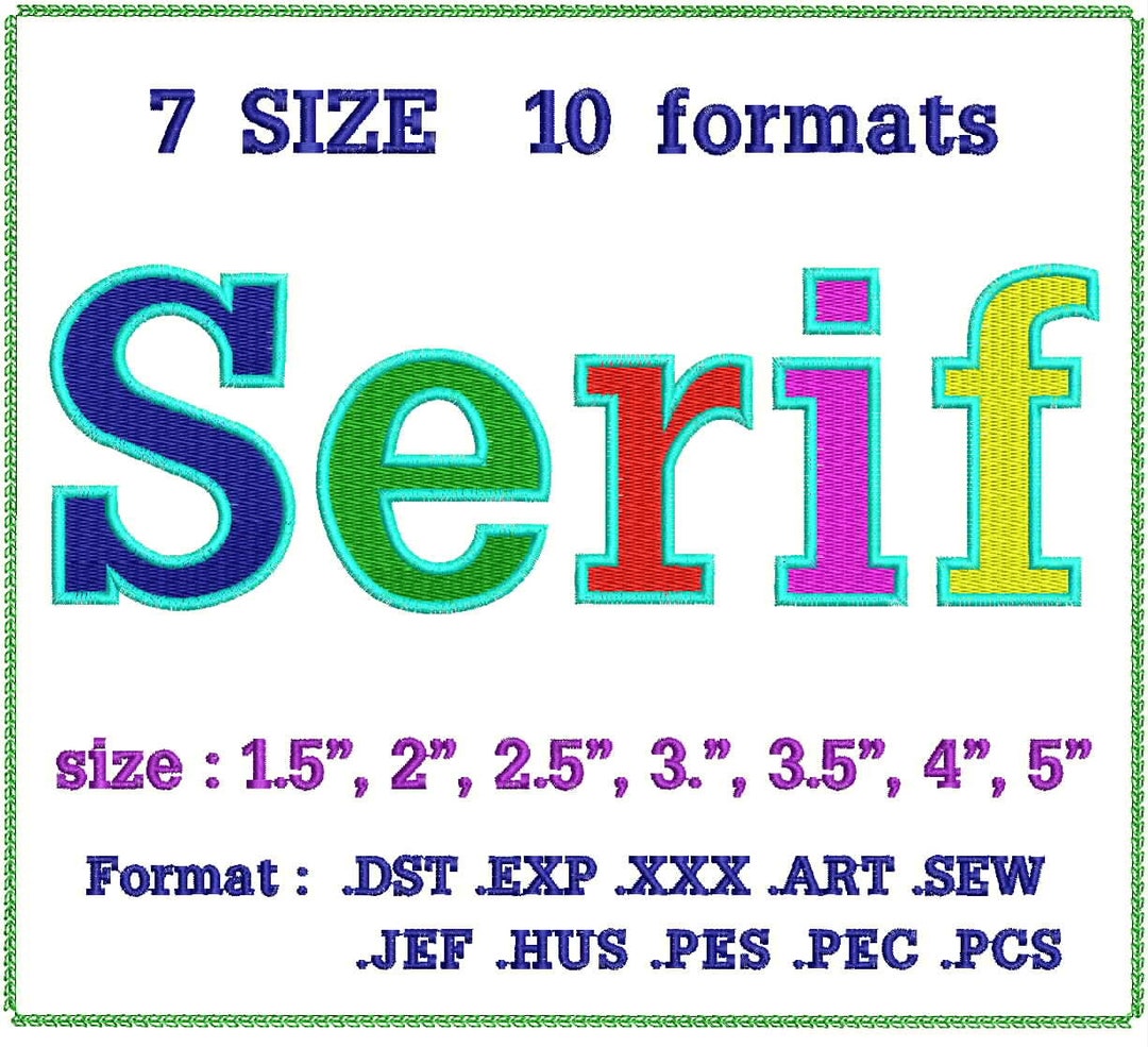 Serif 2 Color(fill+satin) Embroidery Fonts Machine Embroidery Designs ...