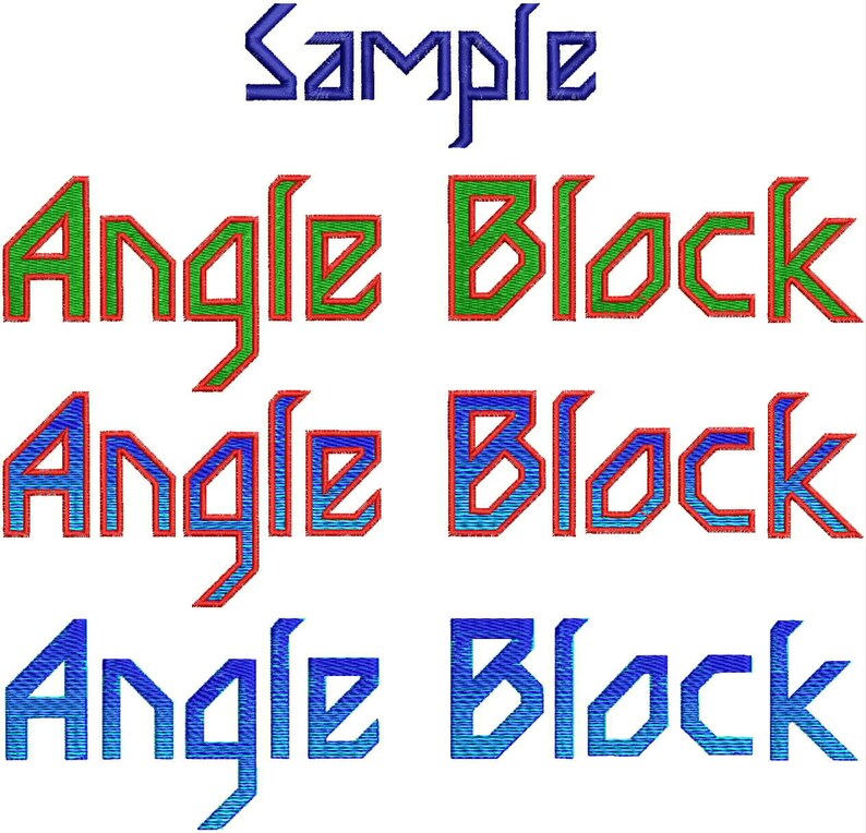 Angle Block 2 Colorfillsatin Embroidery Fonts Machine | Etsy