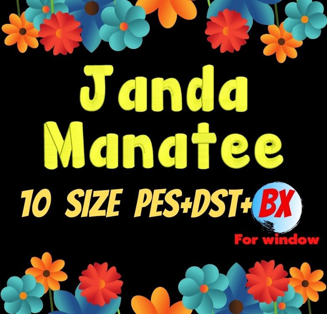 Janda Manatee Embroidery Fonts,pes,dst,bx File,fancy Font,comic Font ...