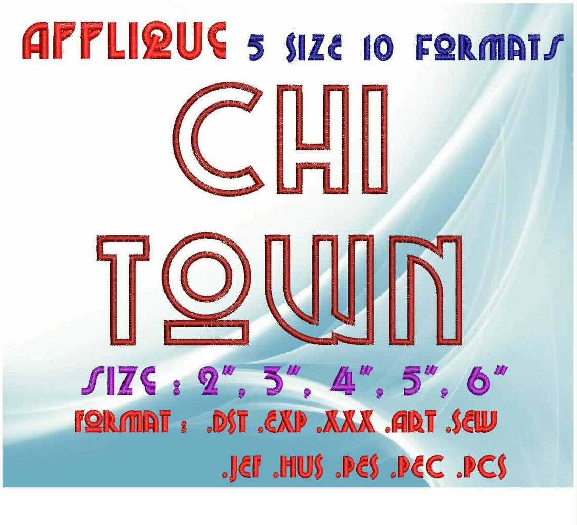 Chi-Town Applique font Monogram Alphabet font machine | Etsy