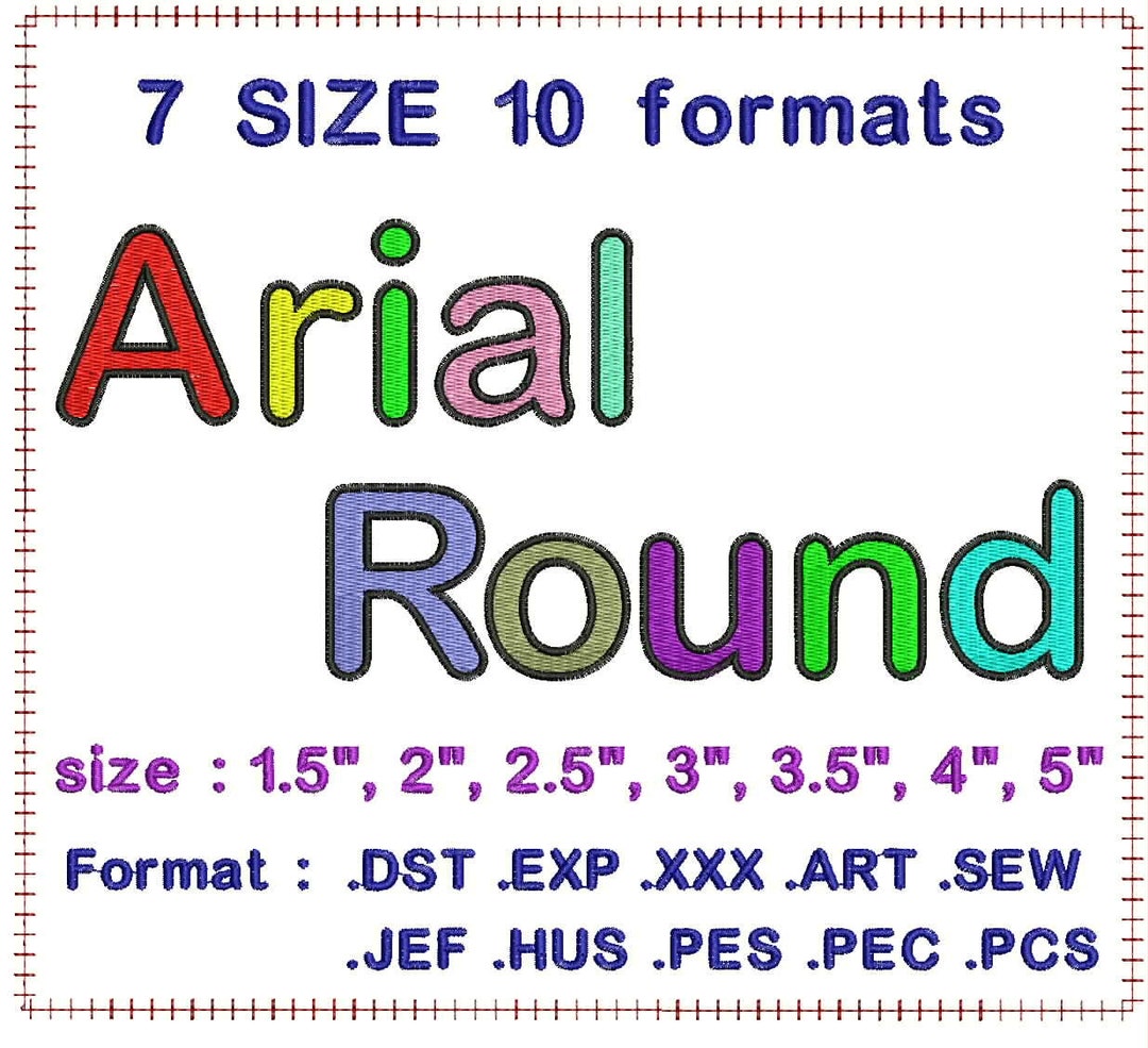 Arial Round 2 Color(fill+satin) Embroidery Fonts Machine Embroidery ...