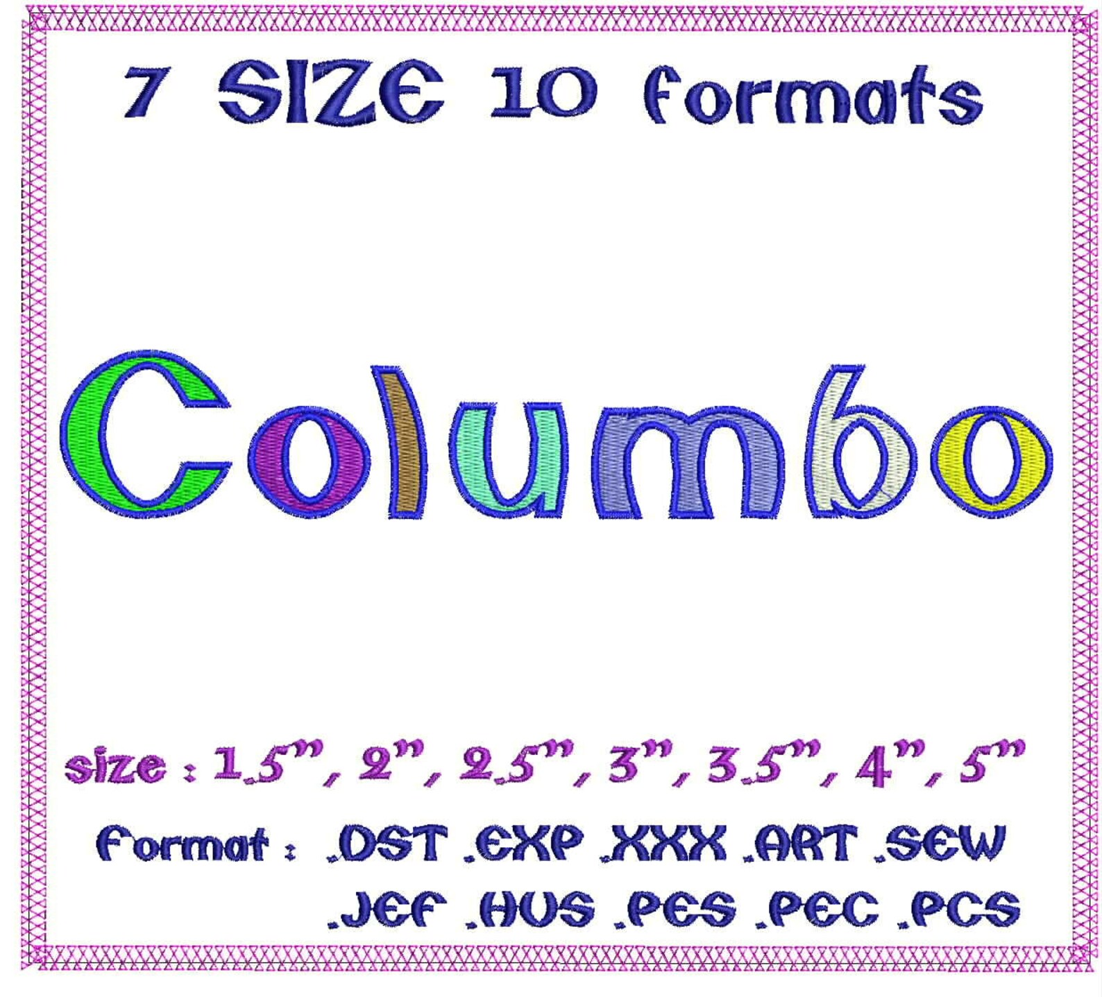 Columbo 2 Colorfillsatin Embroidery Fonts Machine - Etsy