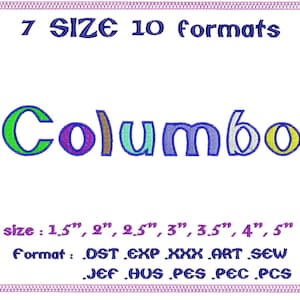 Columbo 2 Color(fill+satin) Embroidery Fonts Machine Embroidery Designs ...