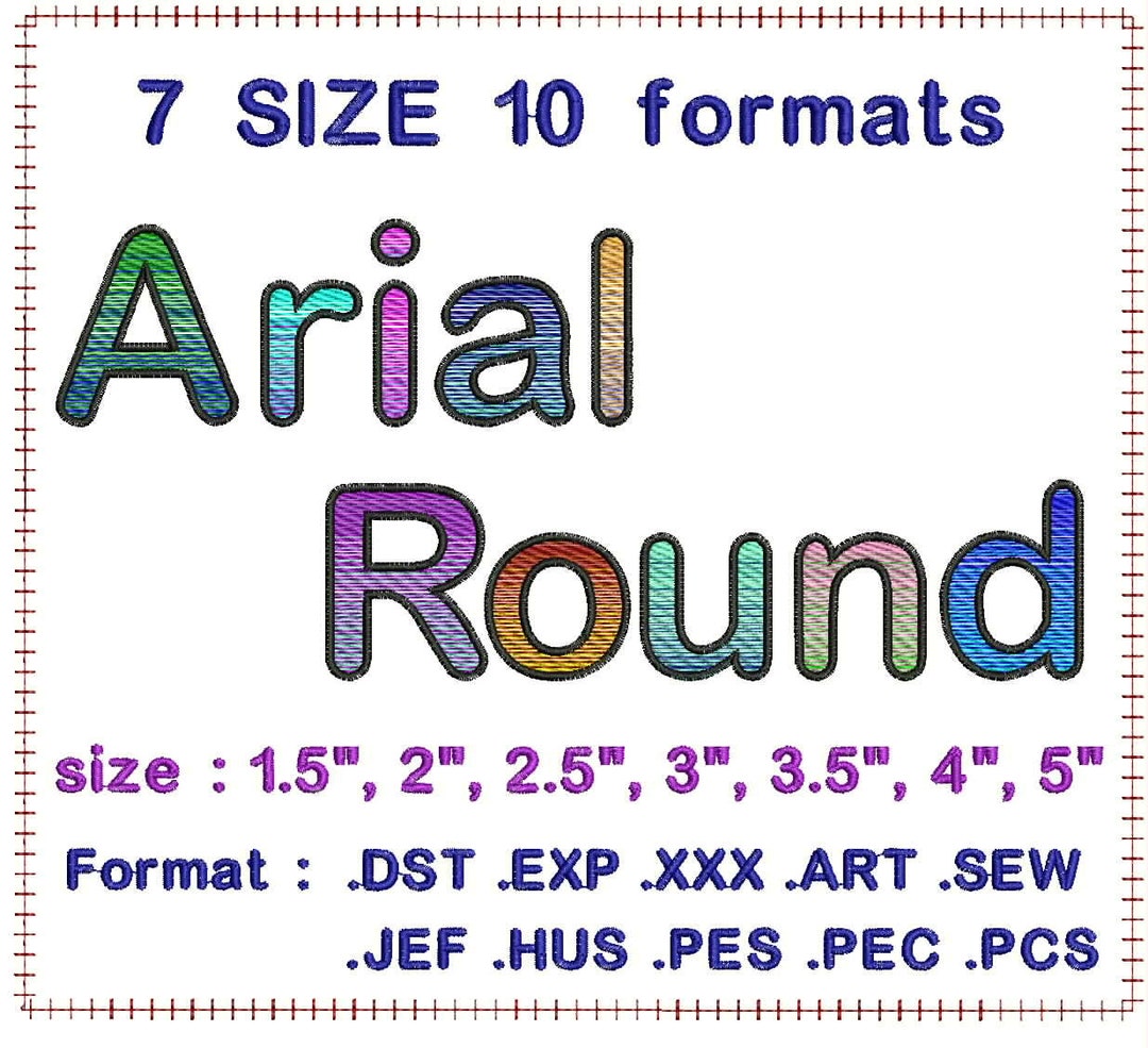 Arial Round 3 Color(fill+satin) Embroidery Fonts Machine Embroidery ...