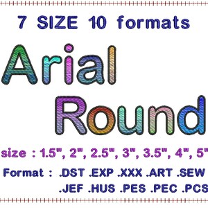 Arial Round 3 Color(fill+satin) Embroidery Fonts Machine Embroidery ...