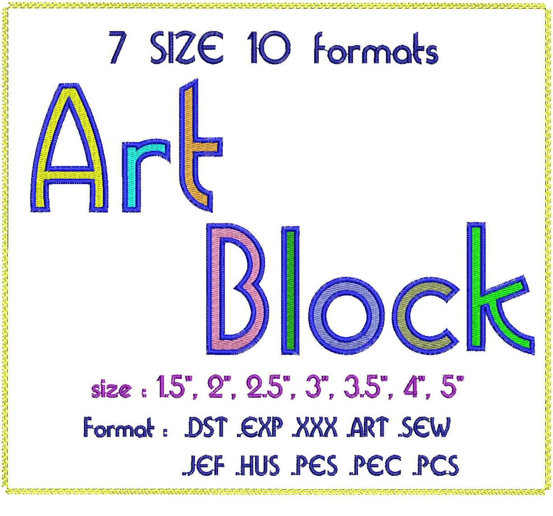 Art Block 2 Colorfillsatin Embroidery Fonts Machine - Etsy