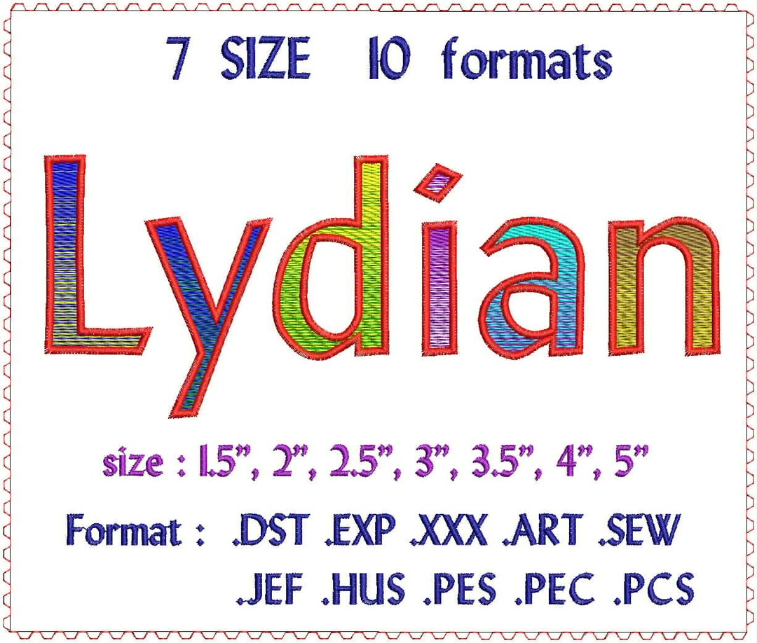 Lydian 3 Color(fill+satin) Embroidery Fonts Machine Embroidery Designs ...