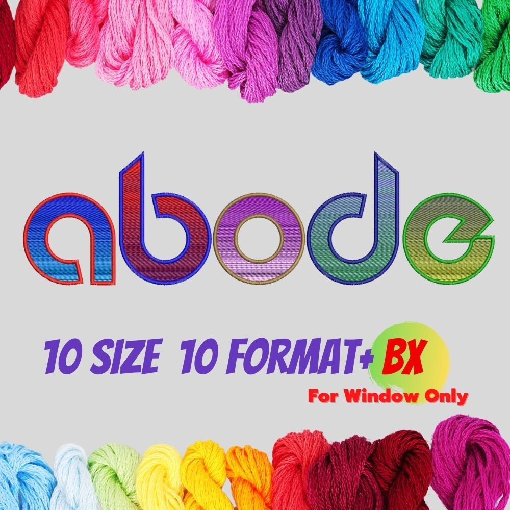 Abode 3 Color(fill+satin) Embroidery Fonts and Designs,machine ...