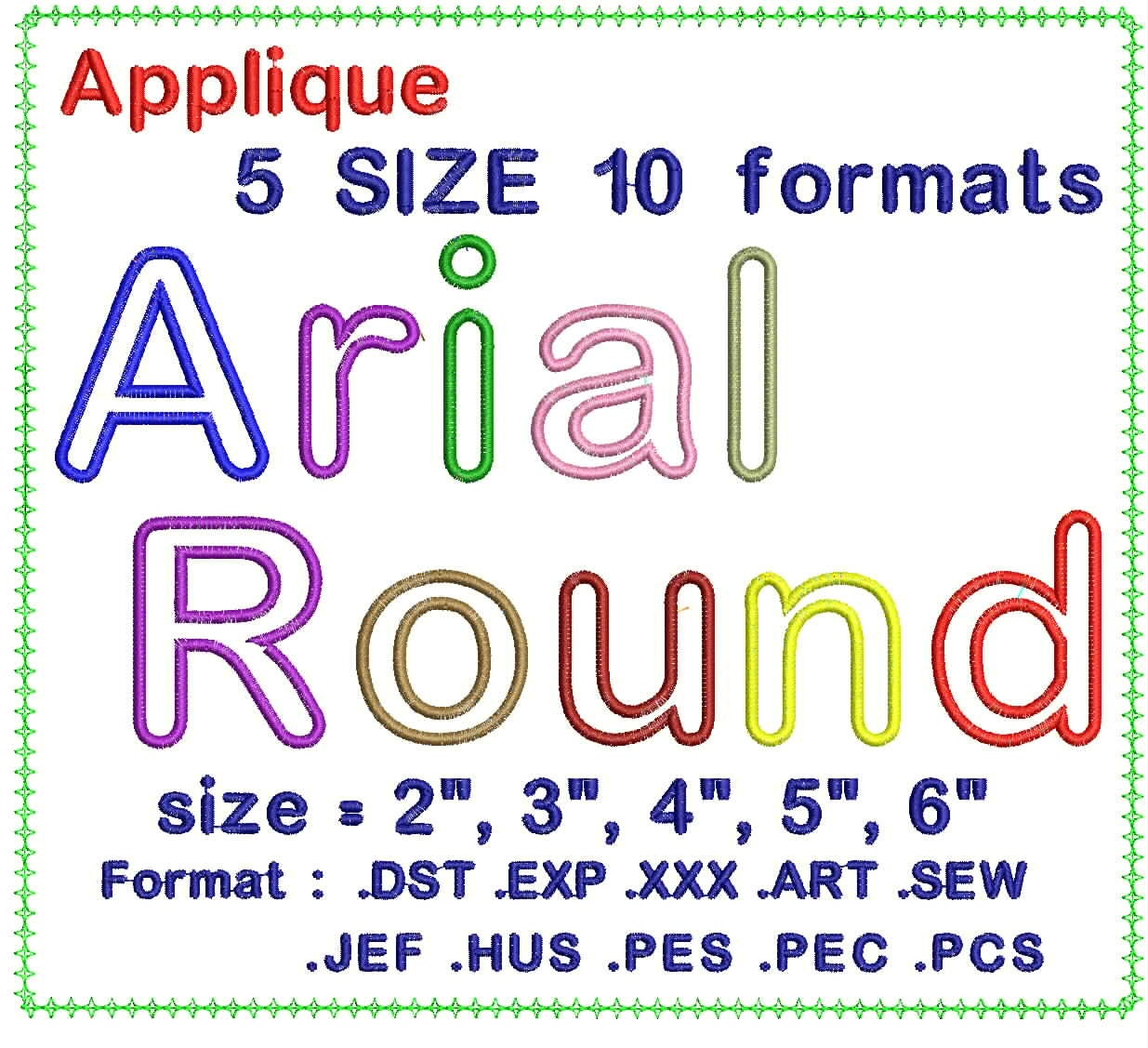 Arial Round Applique Font Embroidery Designs Machine - Etsy