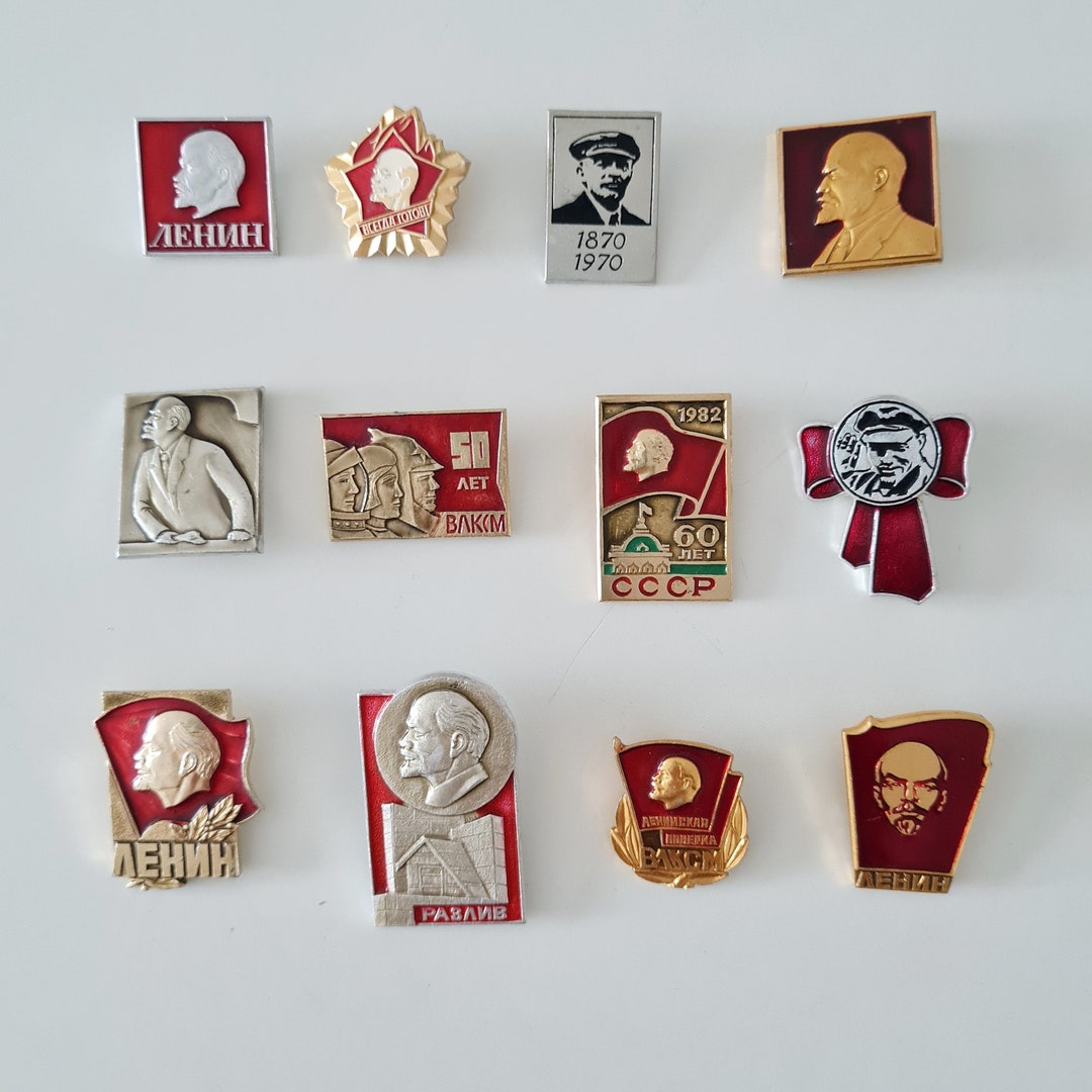 Soviet Vintage Badges With Lenin, USSR Patriotic Pins, Soviet Era ...