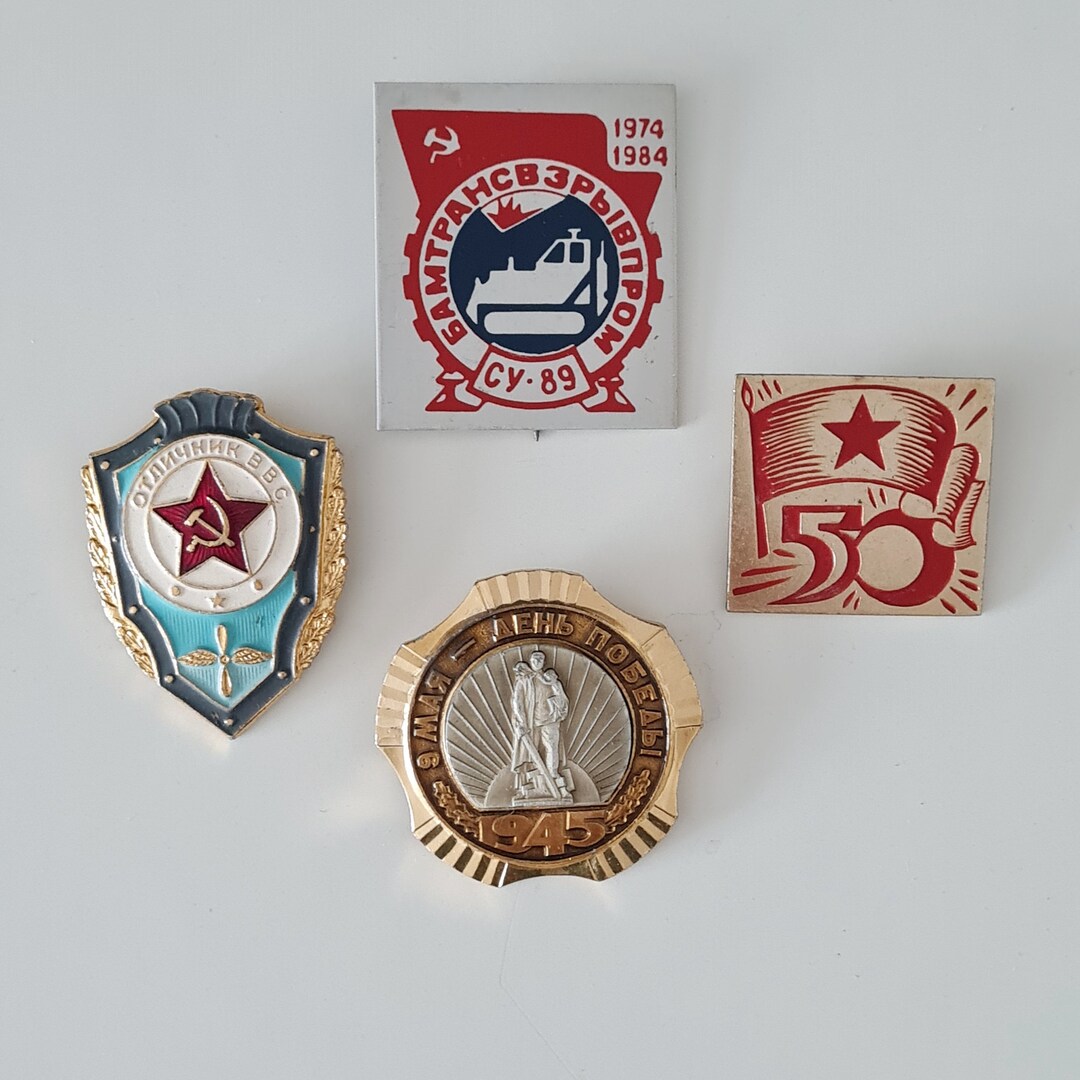 Soviet Vintage Enamel Badges, BAM, Patriotic Pins USSR, Vintage Badge ...