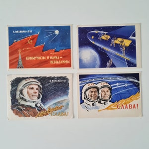 Rare Vintage USSR Postcards 1962, Soviet Space Postcard Set, Russian Space Program, Russian ...