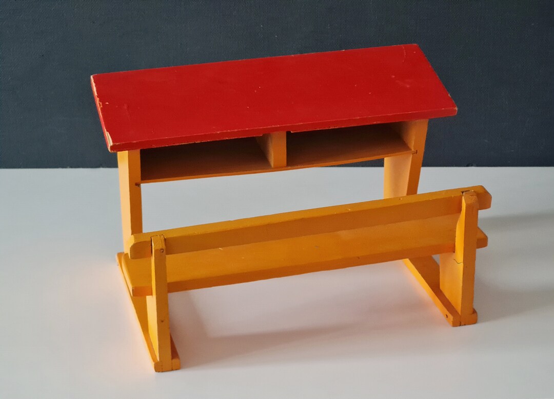 Soviet Vintage Wooden Toy 1970s, School Desk, USSR Toy, Dollhouse ...