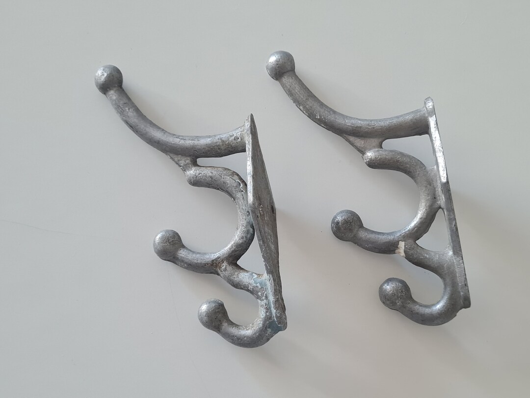 Vintage Metal Wall Hooks, Coat Hooks, Set of 2 Strong Soviet Hooks, Big ...
