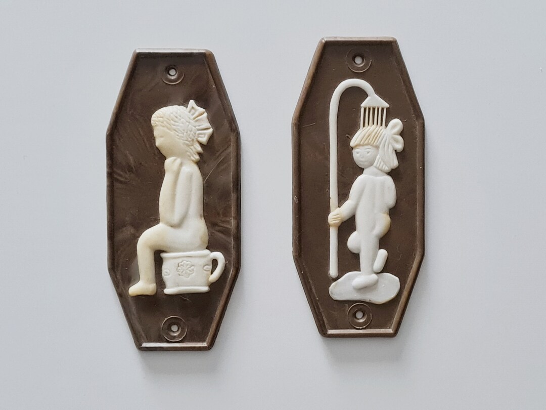 Soviet Vintage Door Sign for Bathroom and Toilet, Plastic WC Signs ...