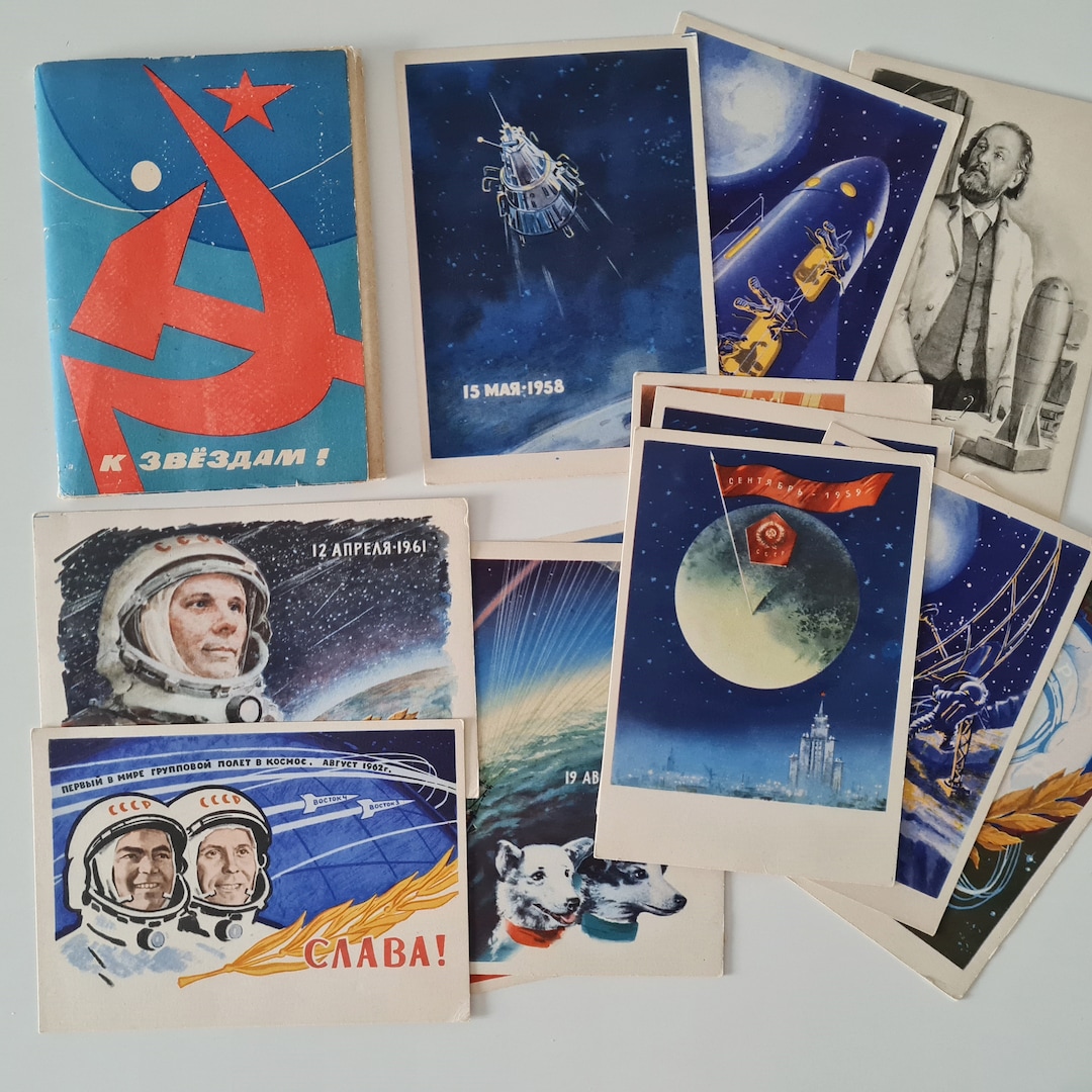 Rare Vintage USSR Postcards 1962, Soviet Space Postcard Set, Russian Space Program, Russian ...