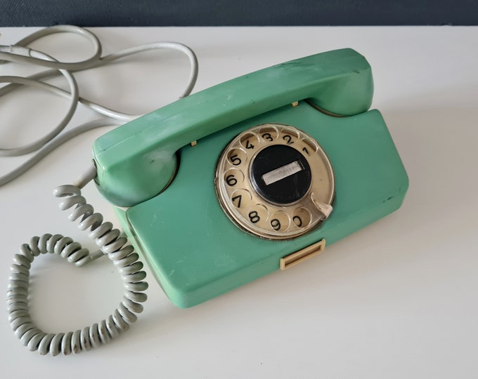 Bulgarian Vintage Rotary Phone Dial Desk Mint Color Telephone ...
