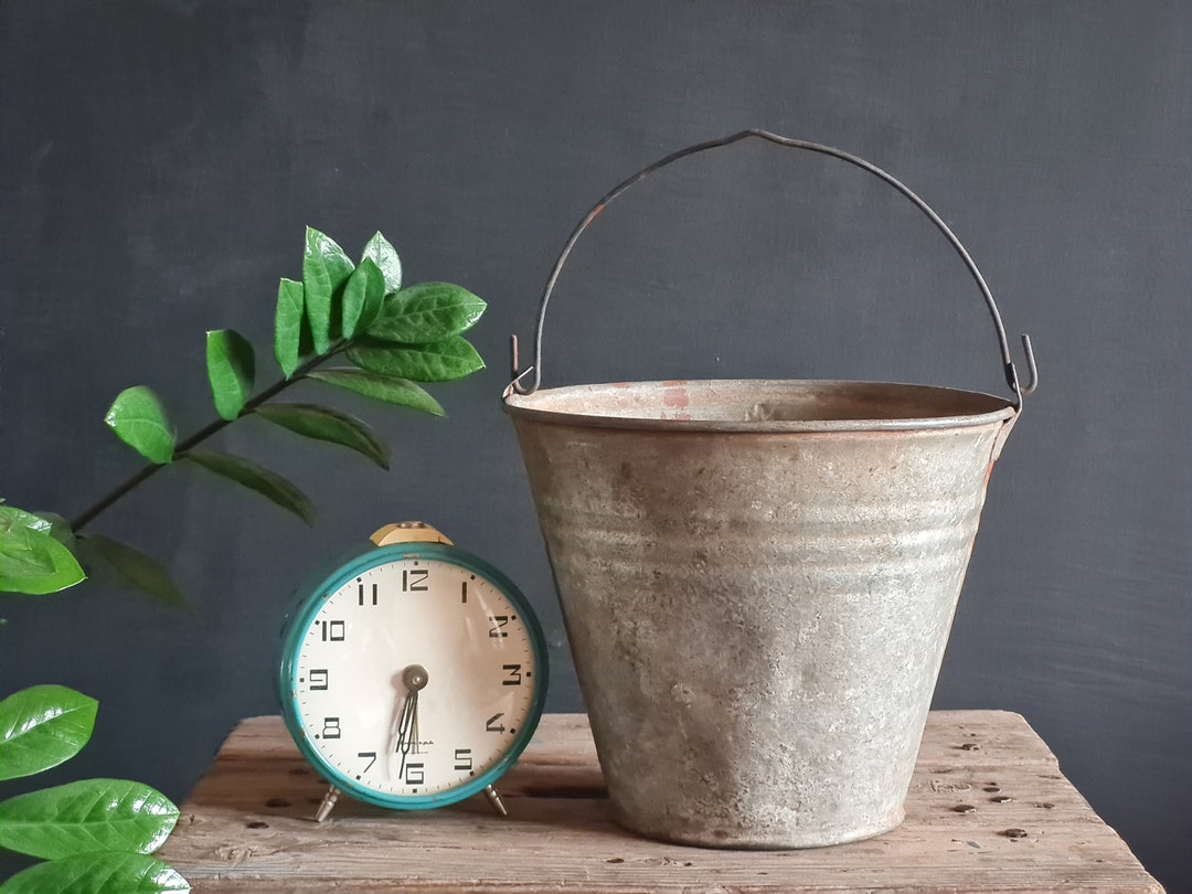 Soviet Vintage Small Galvanized Bucket, Rusty Metal Pail, Retro ...