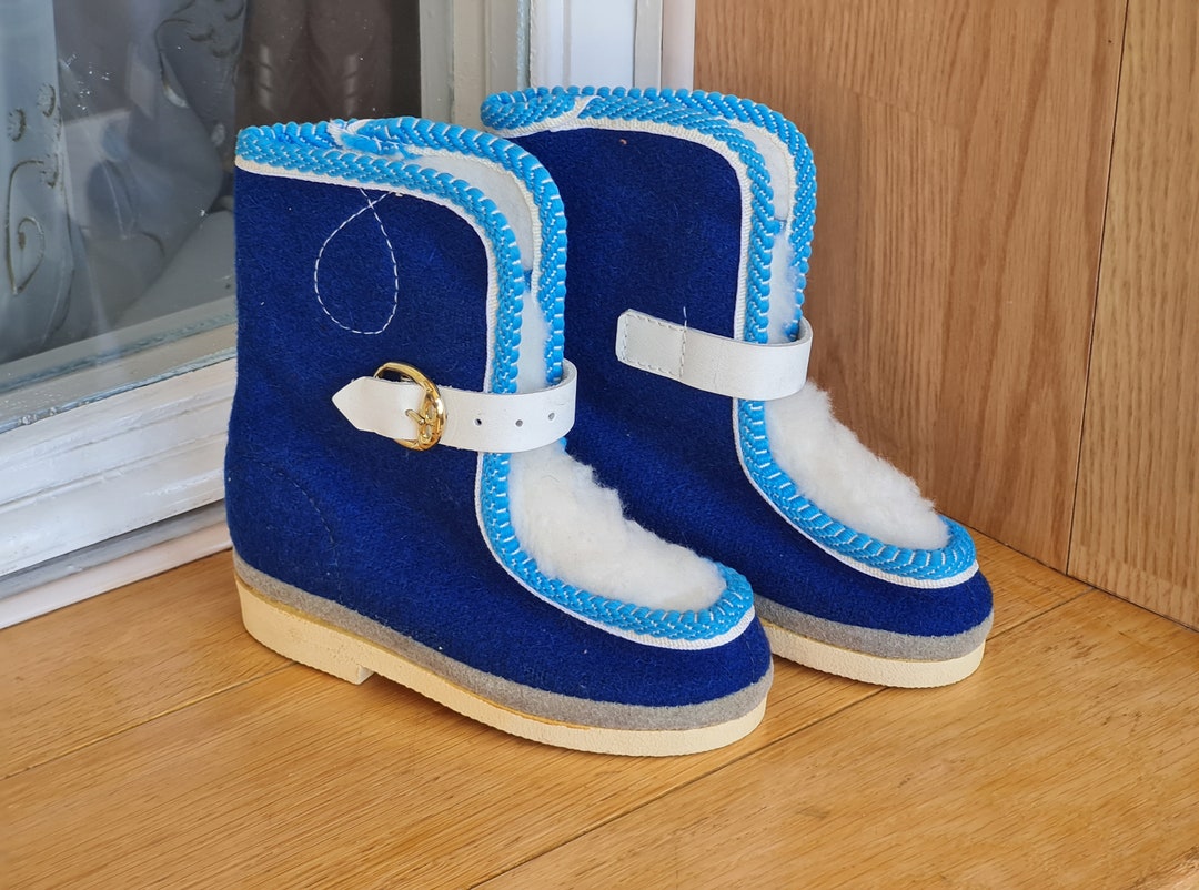Soviet Vintage Winter Kids Boots Retro Wool Felt Footwear Soviet ...