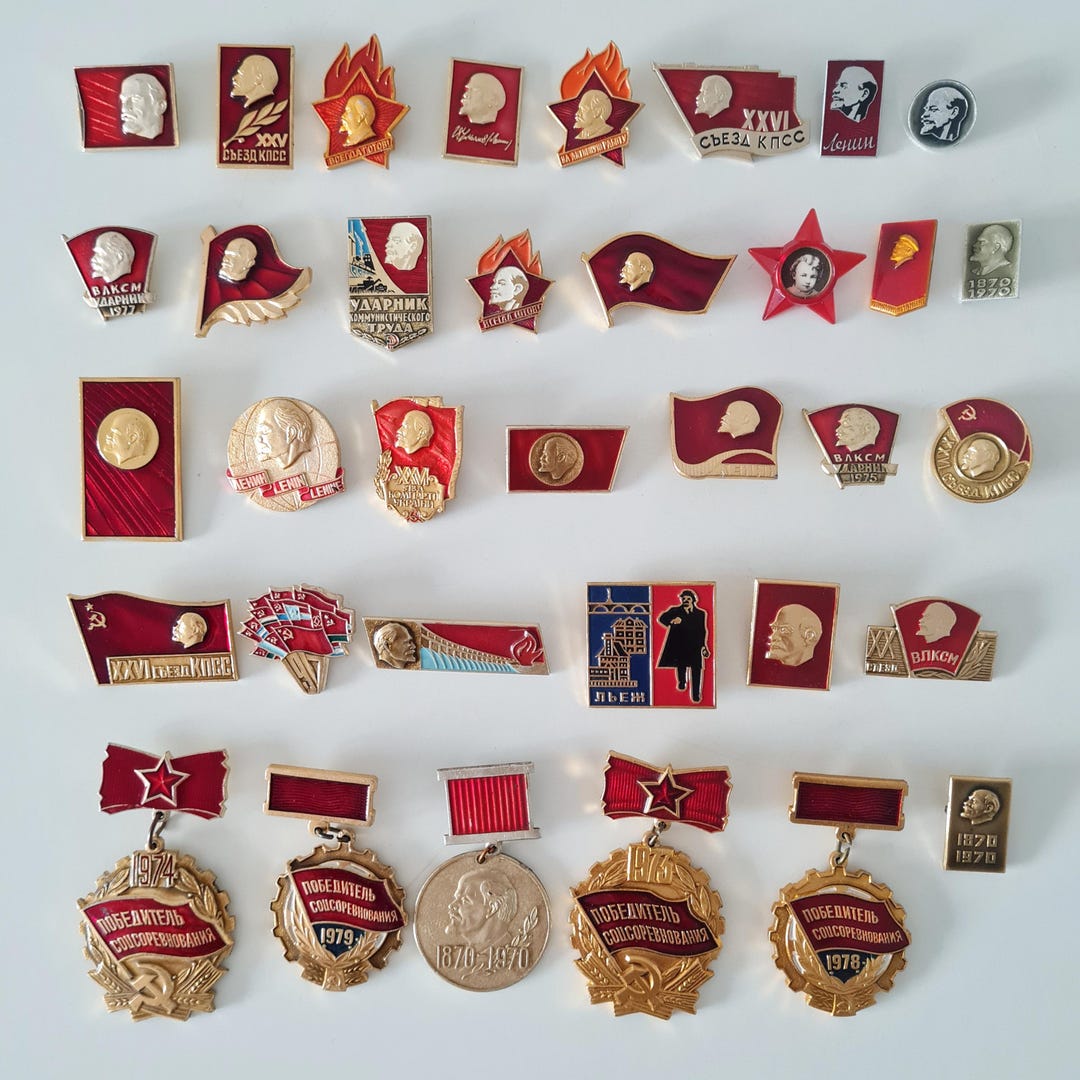 Soviet Vintage Badges With Lenin, USSR Patriotic Pins, Soviet Era ...
