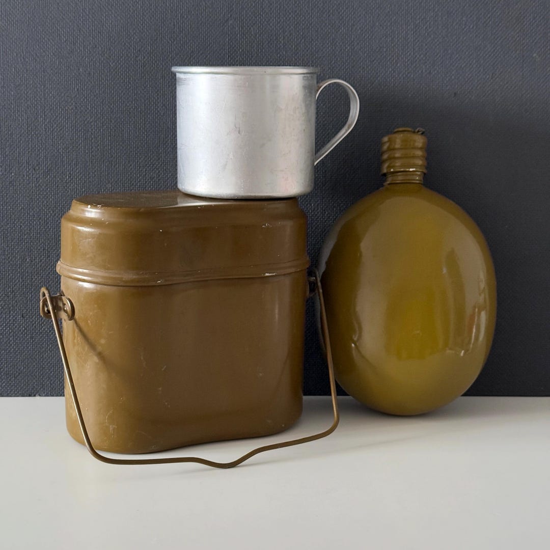 Soviet Vintage Military Set Canteen, Aluminum Mug and Soldier's Mess ...