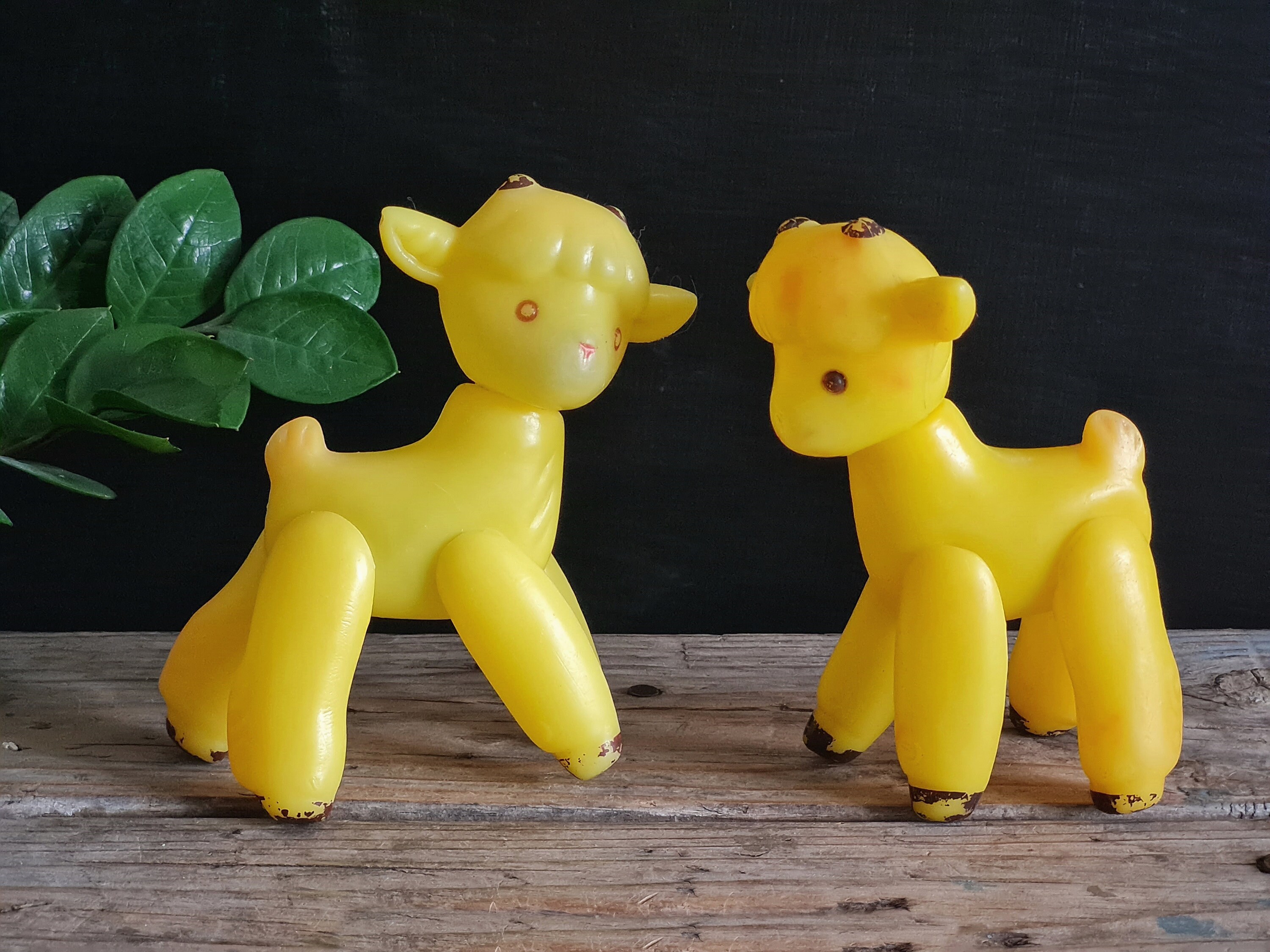Soviet Vintage Plastic Toys Pair of Yellow Calves Nursery - Etsy