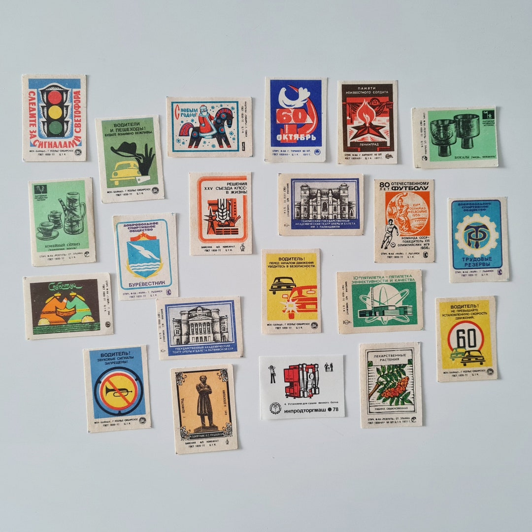 Soviet Vintage Match Label Collection, Stickers for Matchbox, Soviet ...
