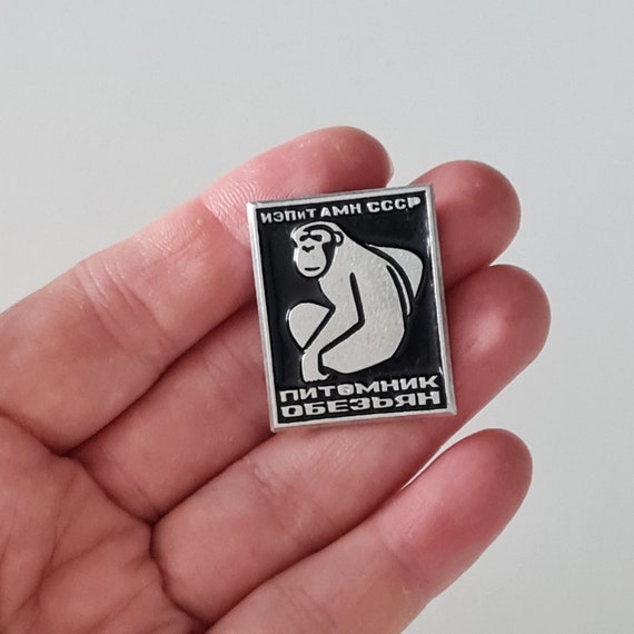 Soviet vintage metal collectible badge, Monkey, USSR,… - Gem