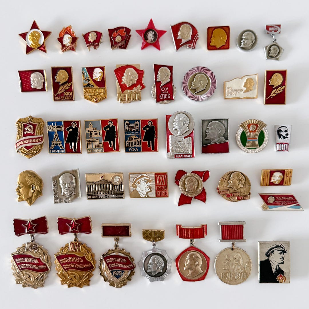 Soviet Vintage Badges With Lenin, USSR Patriotic Pins, Soviet Era ...