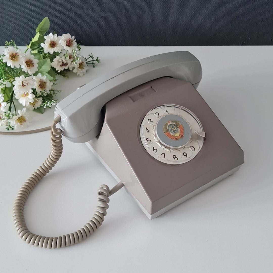 Vintage Rotary Phone Dial Desk Gray Color Telephone Made in GDR Office ...