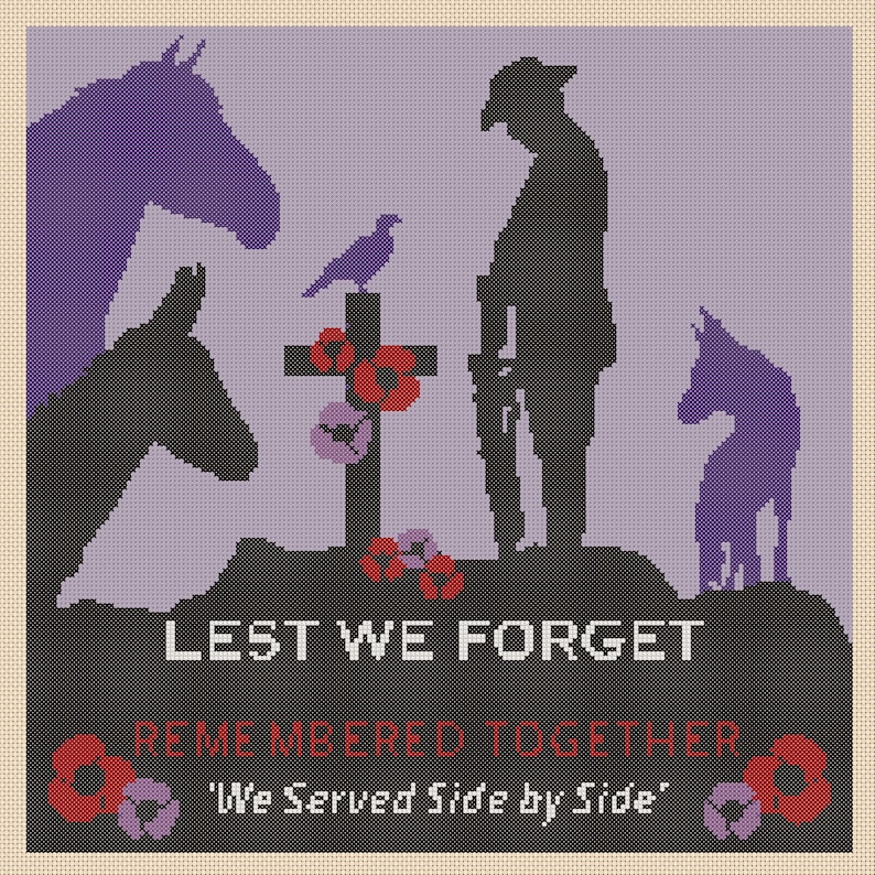 PDF Cross Stitch Chart Lest We Forget Remembrance Day Animals - Etsy