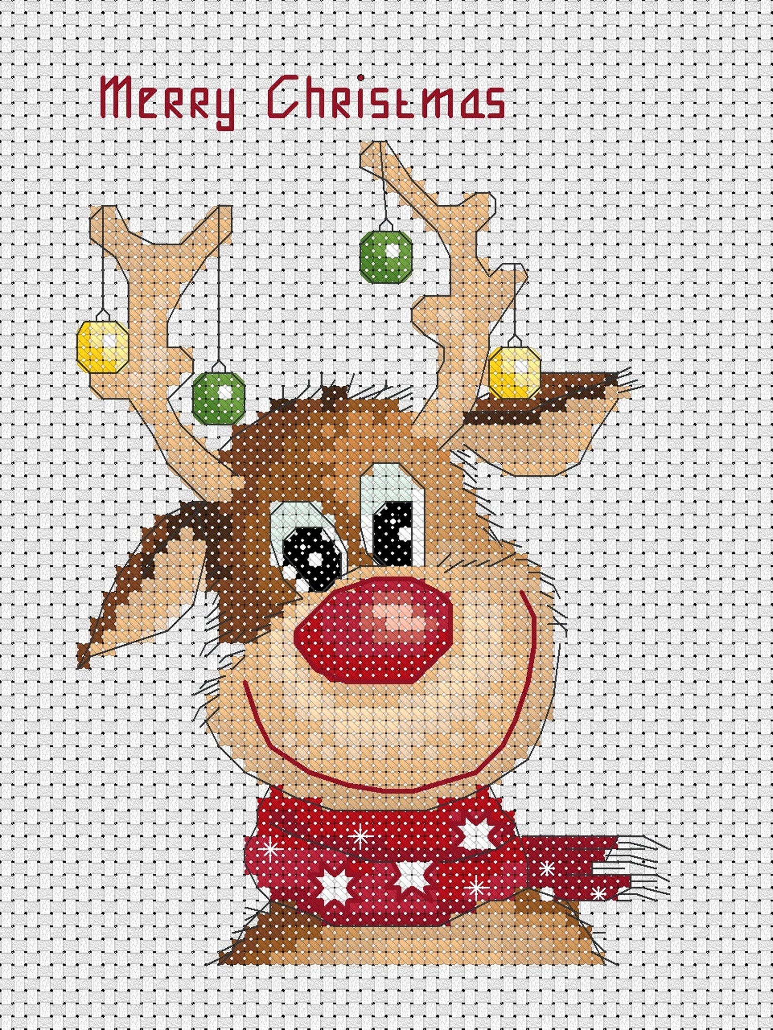 Printable PDF Cross Stitch Chart Christmas Reindeer Ideal Size for ...