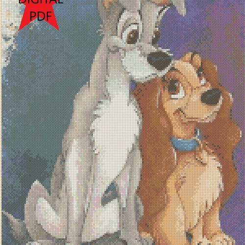 Lady and the Tramp Cross Stitch Pattern DIY Lady Cross Stitch - Etsy