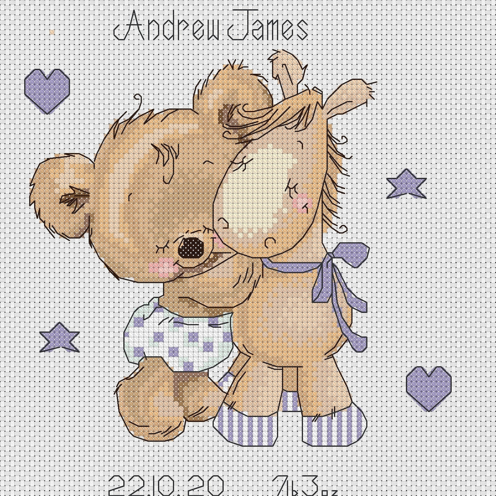 Printable PDF Cross Stitch Chart New Baby Birth Sampler Birth ...