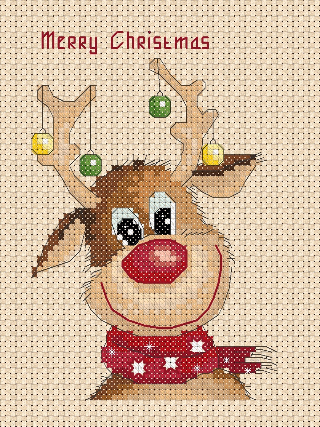 Printable PDF Cross Stitch Chart Christmas Reindeer Ideal Size for ...