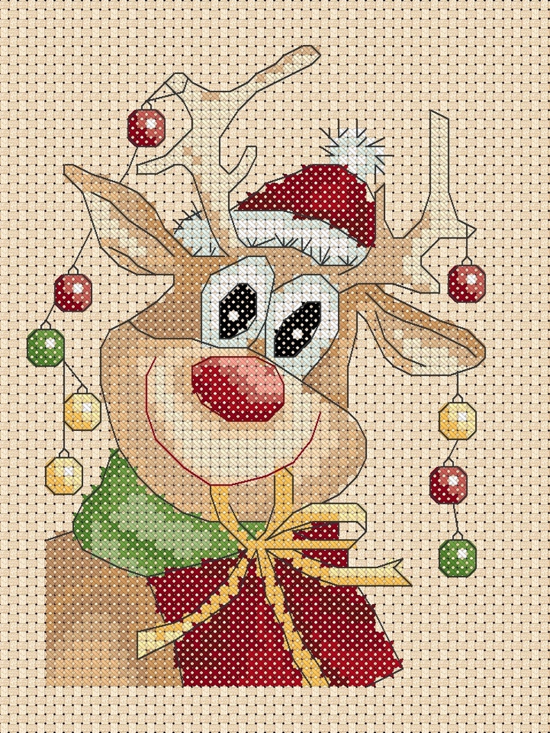 Printable PDF Cross Stitch Chart Christmas Reindeer 2 Ideal | Etsy