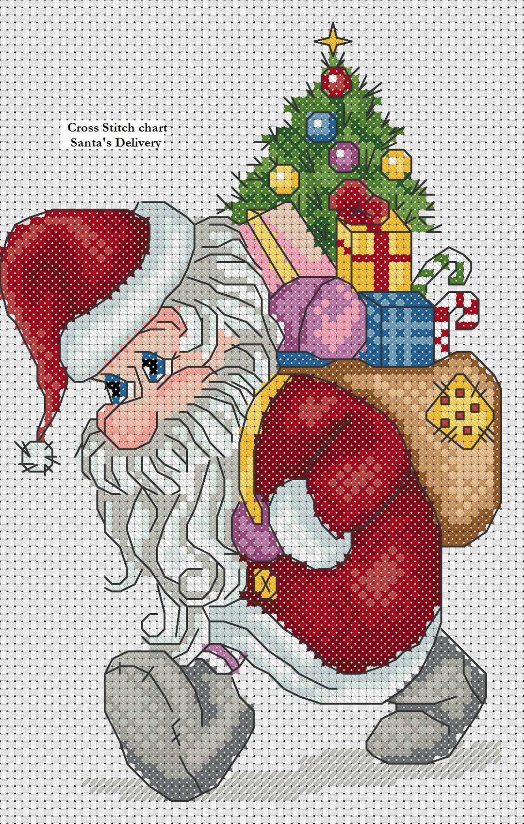 PDF Cross Stitch Chart Santa's Delivery Ideal Size for Christmas Card ...