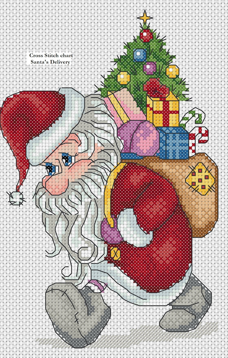 PDF Cross Stitch Chart Santa's Delivery Ideal Size for Christmas Card ...