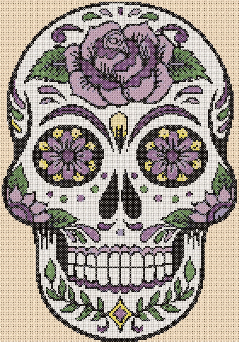 PDF Cross Stitch Chart Sugar Skull Day of the Dead No. 3a - Etsy