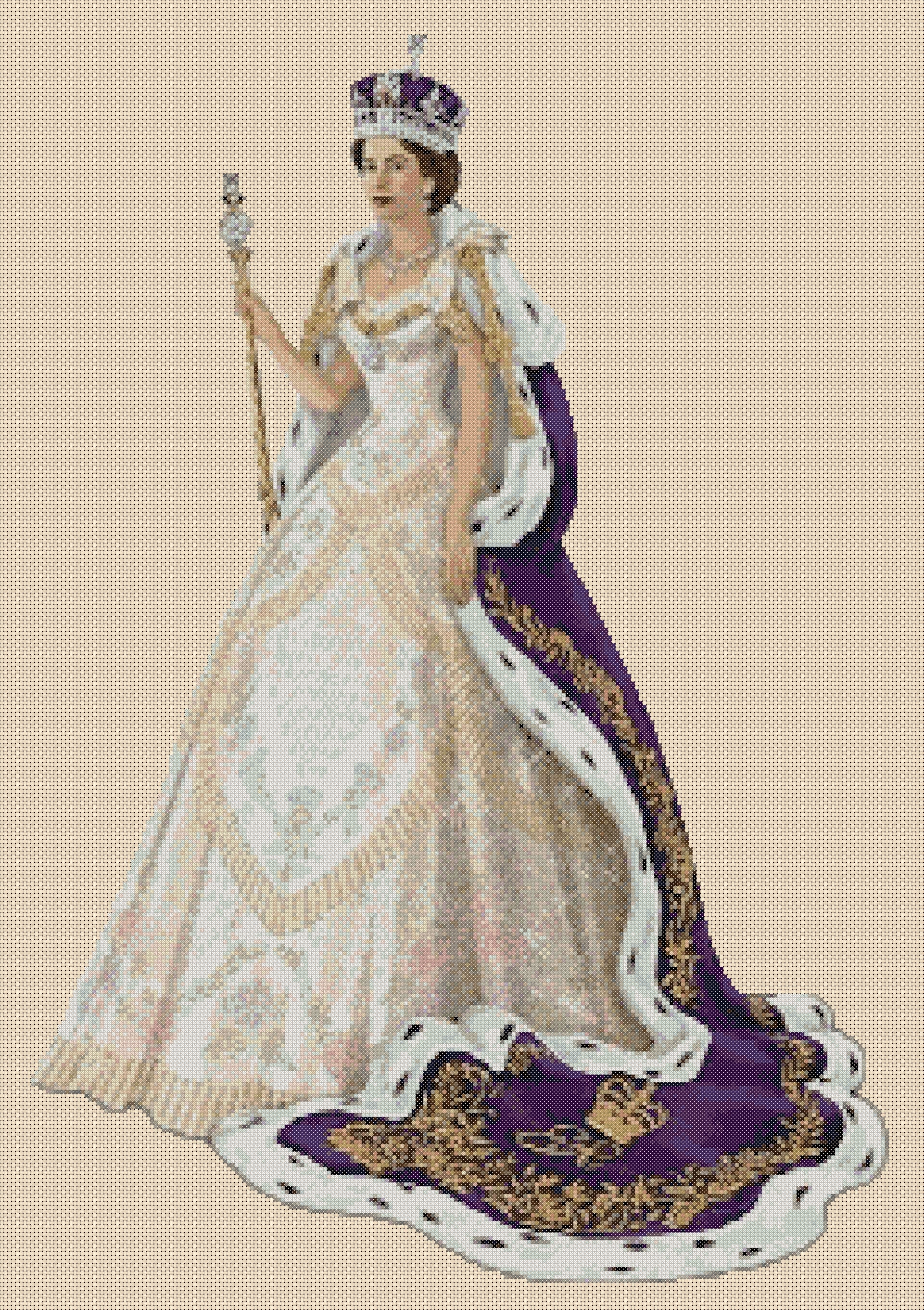 Electronic PDF Printable Cross Stitch Chart Queen Elizabeth - Etsy