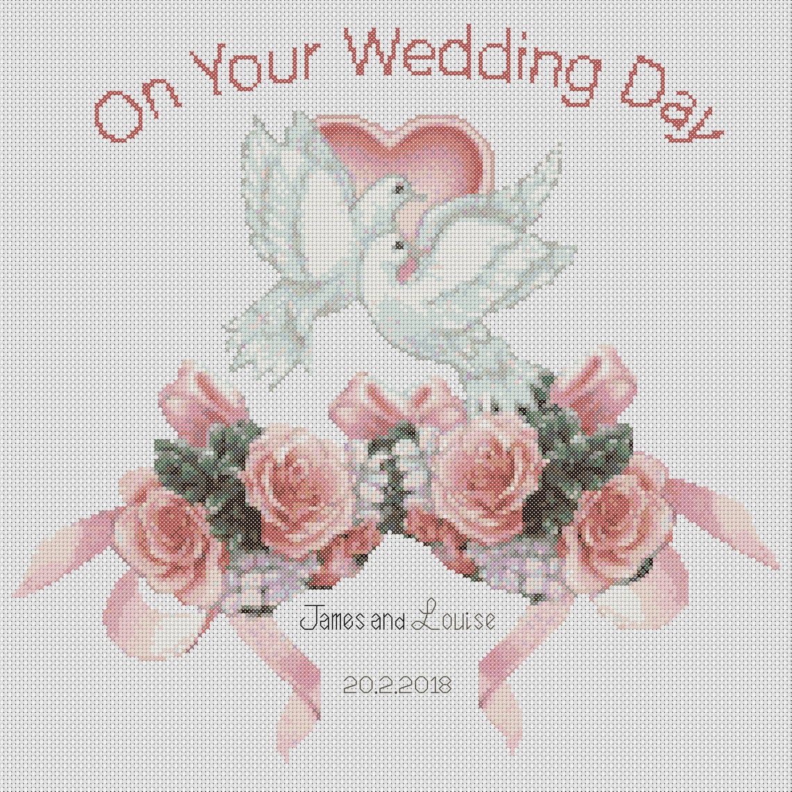 PDF Cross Stitch Chart on Your Wedding Day Doves - Etsy