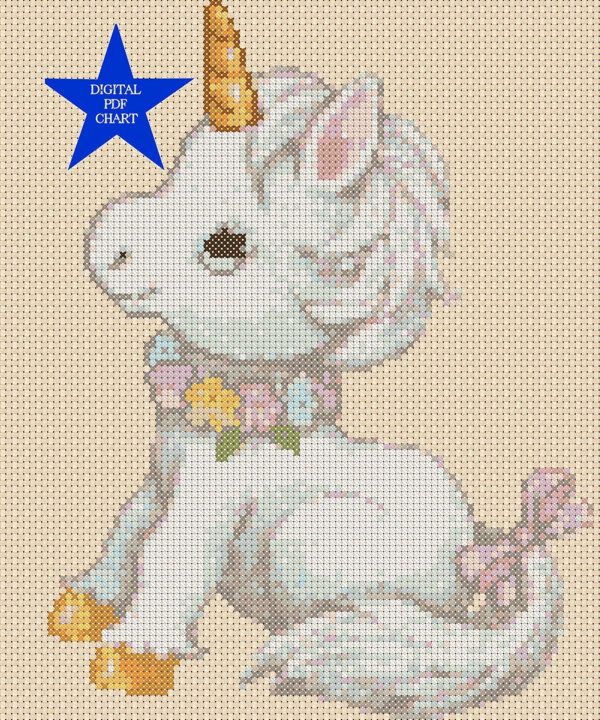 Digital Printable PDF Cross Stitch Chart 430 Unicorn 2 Small - Etsy