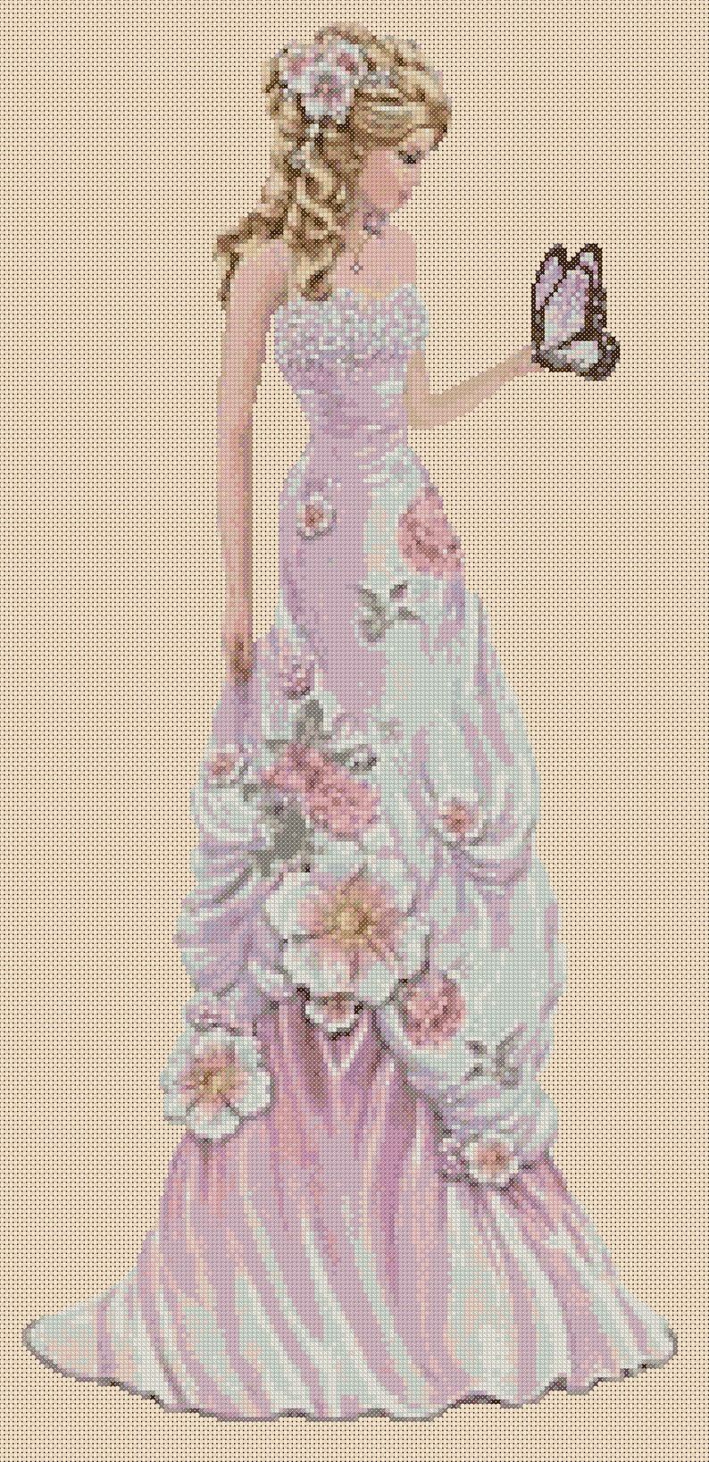 Electronic PDF Printable Cross Stitch Chart Elegant Lady No. 156 DD - Etsy