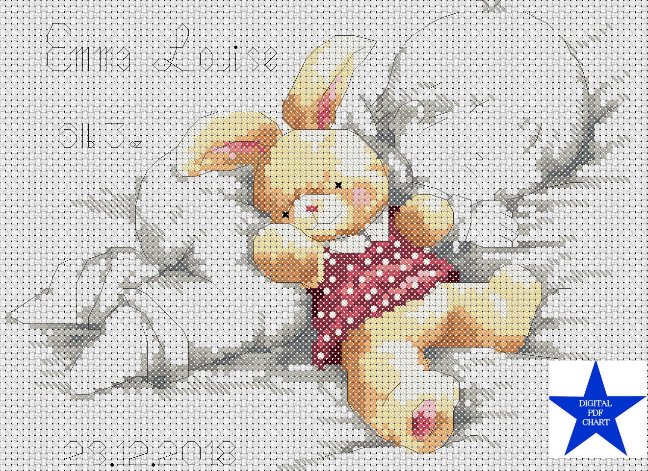 PDF Cross Stitch Chart New Baby Birth Sampler Birth | Etsy