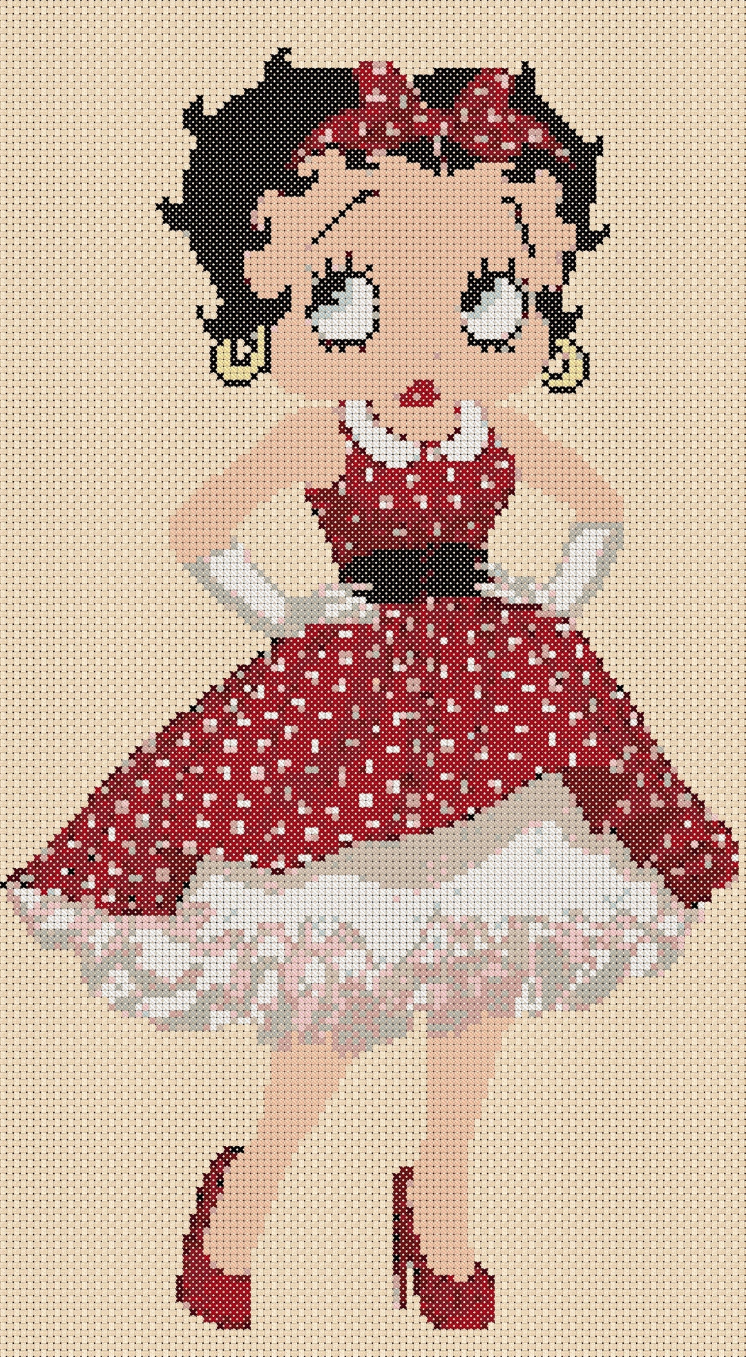 Betty Boop Digital Download Printable PDF Cross Stitch Chart Betty Boop ...