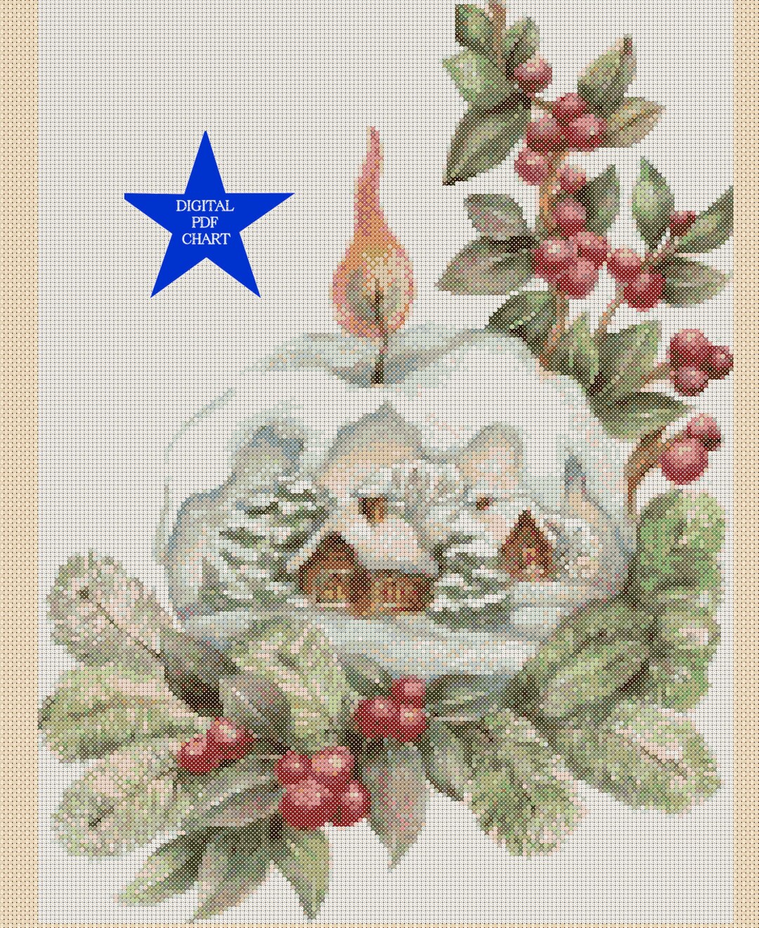 Digital Printable PDF Cross Stitch Chart Christmas Snow Globe No. 386 ...