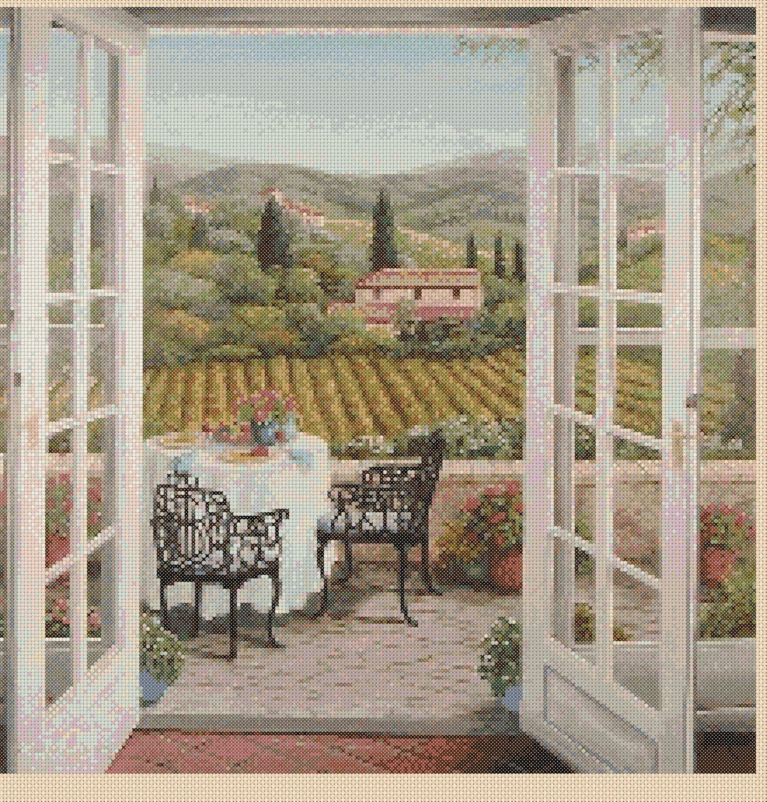 Printable Electronic PDF Cross Stitch Chart Tuscan View Landscape ...